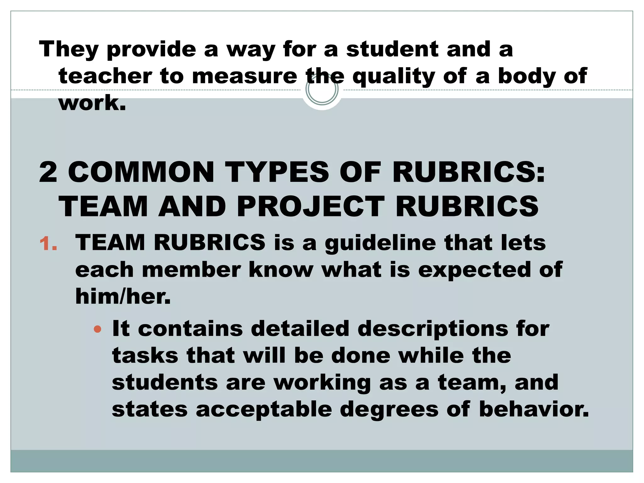 What is rubrics file 2 | PPTX