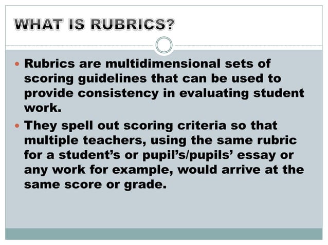 What is rubrics file 2 | PPT