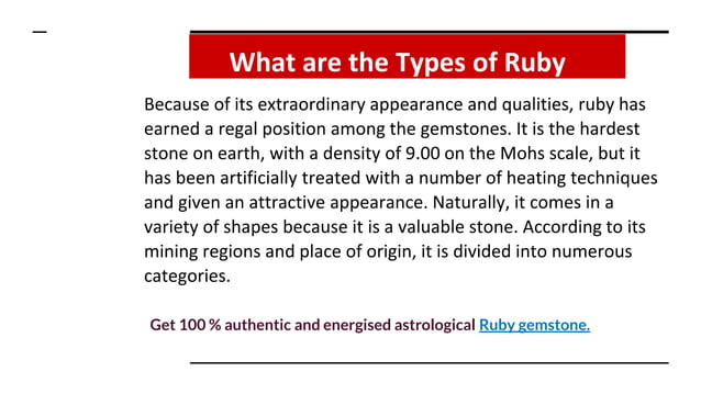 What is Ruby Gemstone & What are the Benefits,Types and their uses.pptx | Astrology | Religion ...