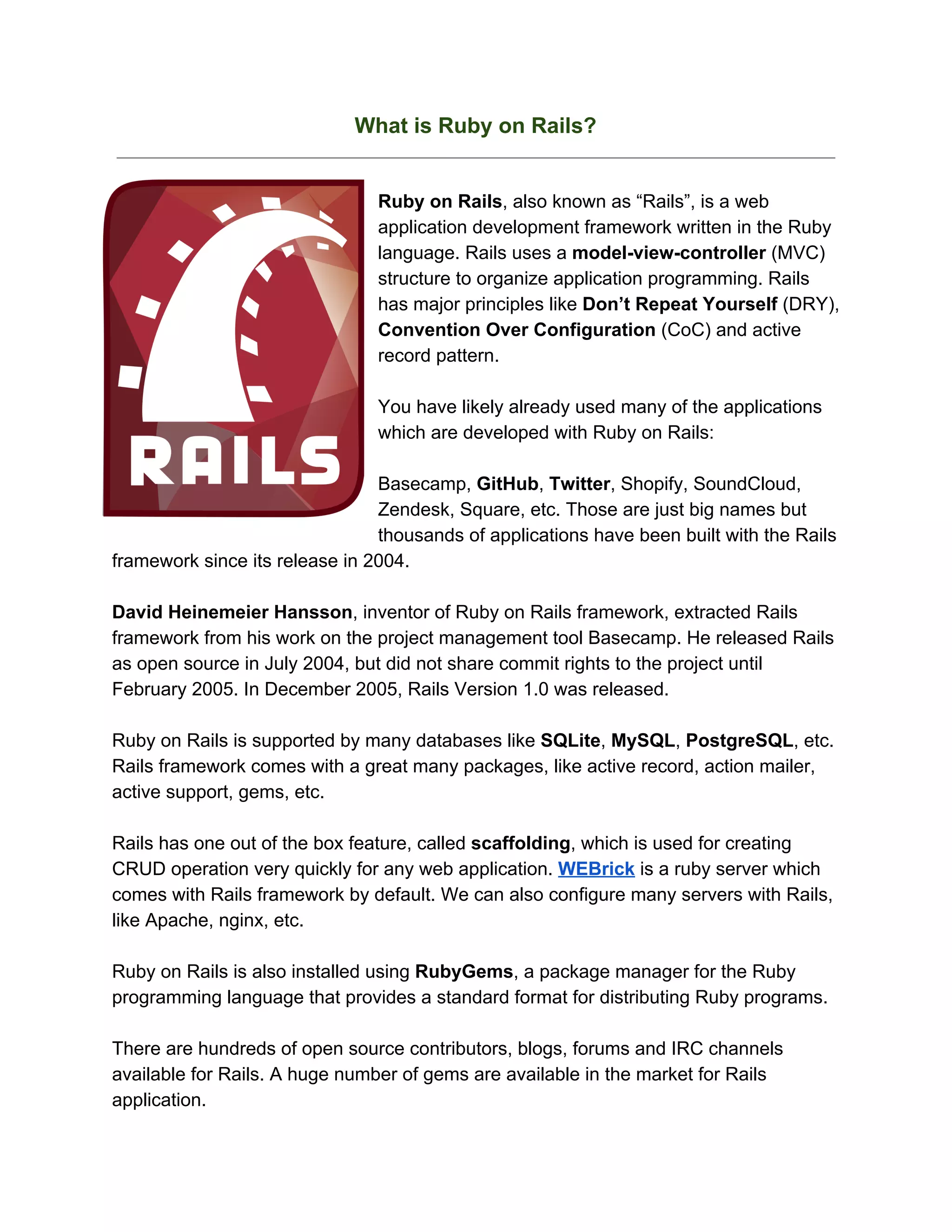 What is Ruby on Rails | PDF
