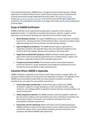 What Is SA8000 Certification? Importance, Benefits & Compliance | PDF