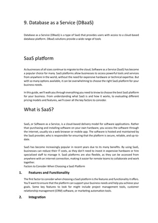 What Is SaaS: An Overview of Software as a Service | PDF