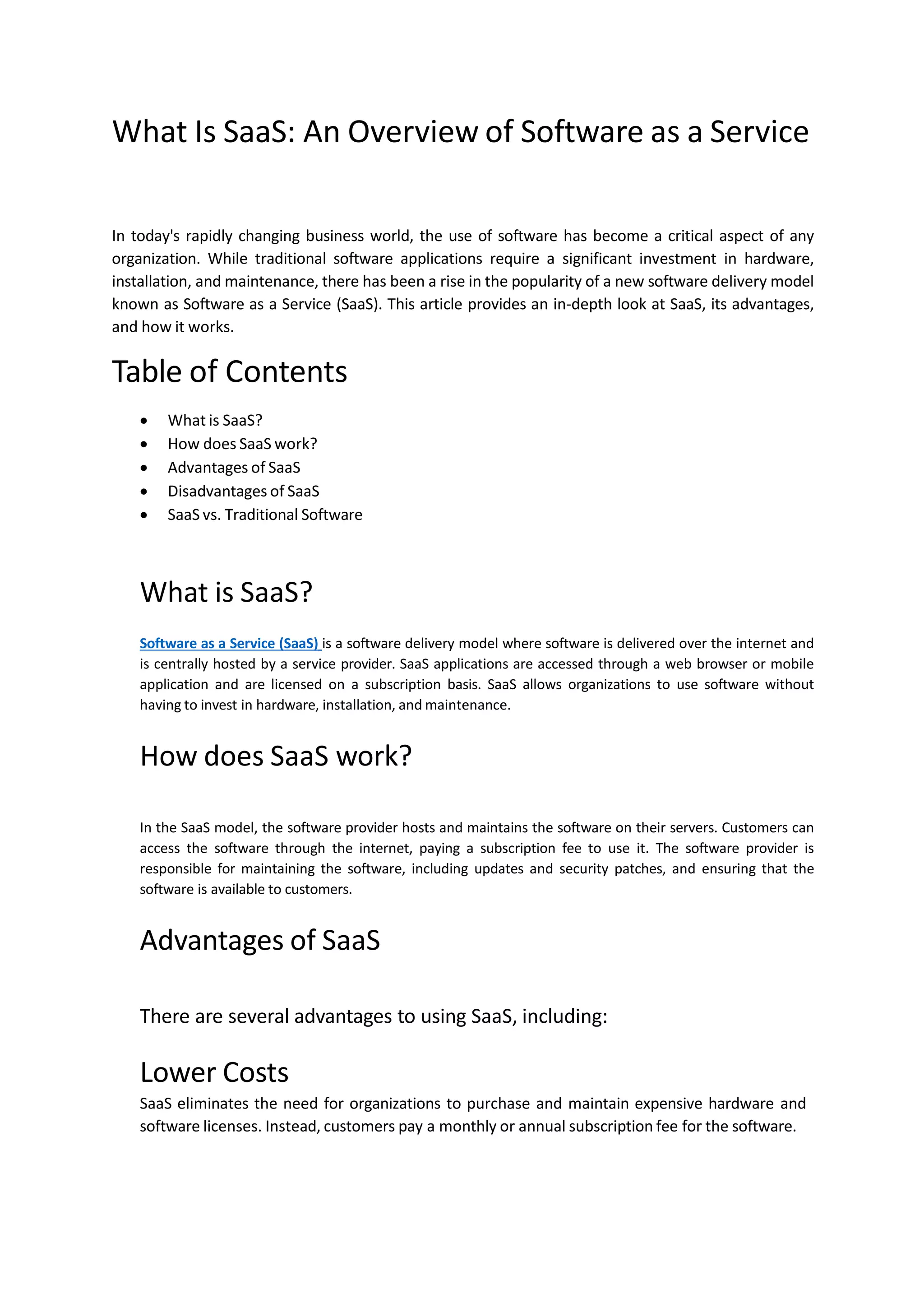 What Is SaaS An Overview of Software as a Service | PDF