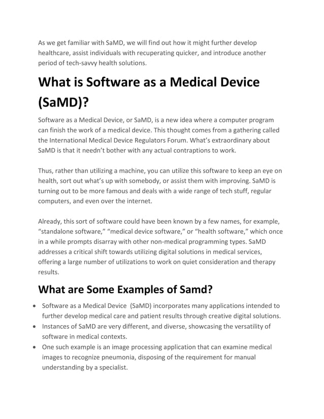 What is SaMD Model, Benefits, and Development Process.pdf