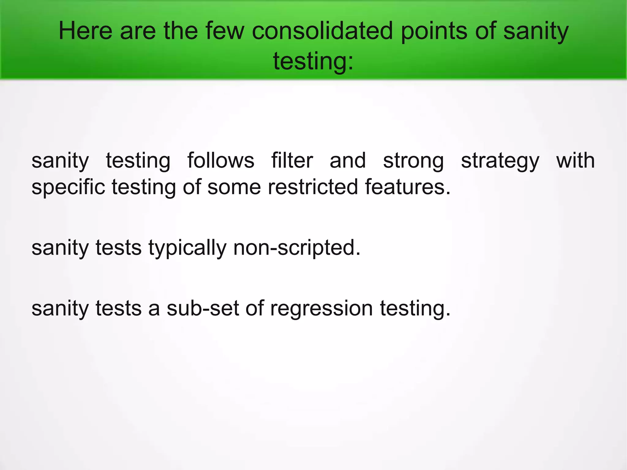What is sanity testing | PPTX