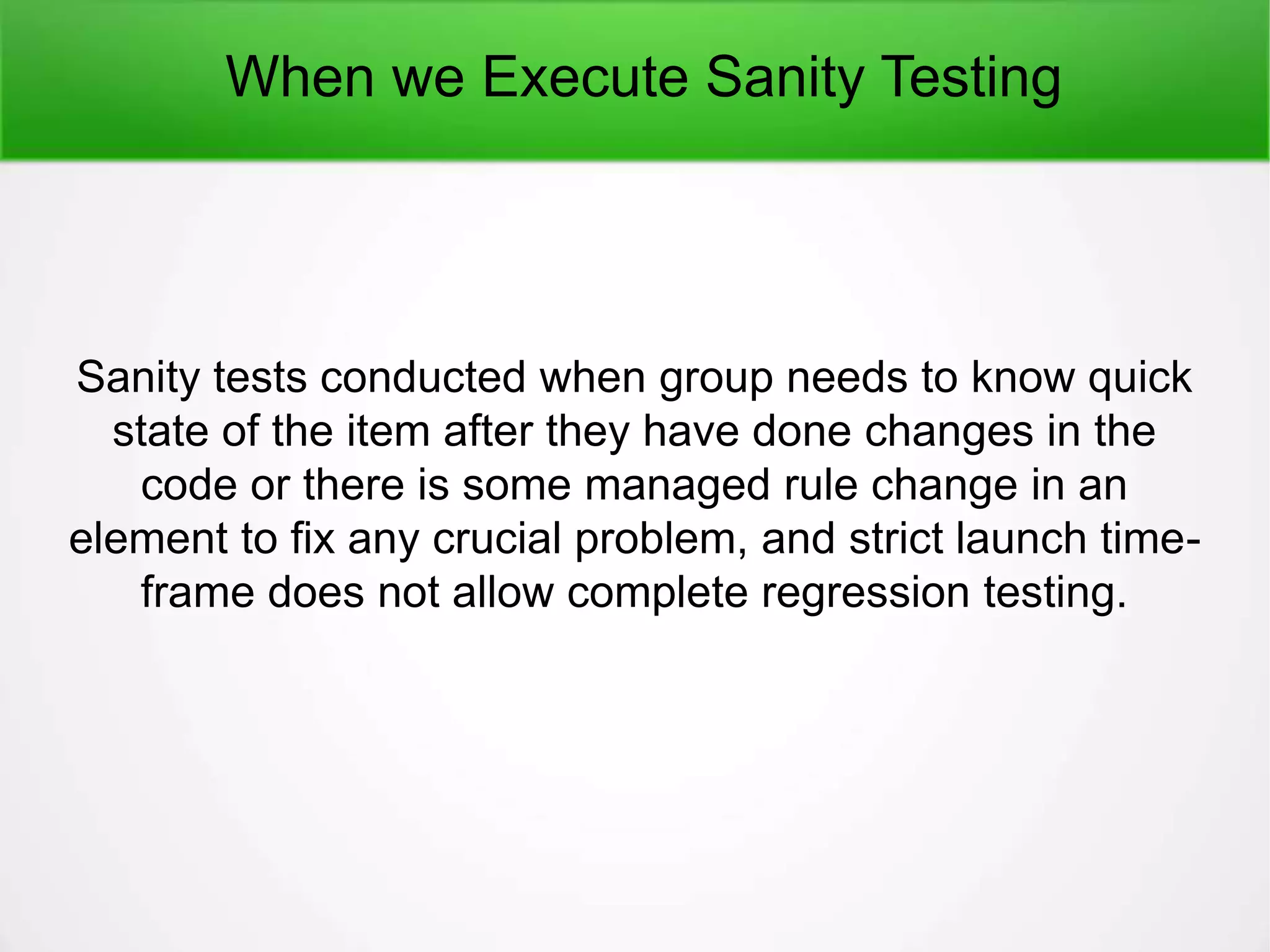 What is sanity testing | PPTX