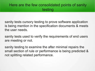 What is sanity testing | PPTX