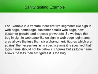 What is sanity testing | PPTX