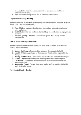 What is Sanity Testing.pdf by QA Training hub | PDF