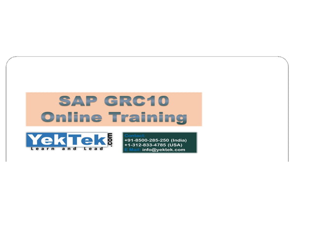 Sap GRC Basic Information | GRC 12 online training | PDF