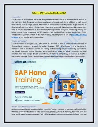 What Is SAP HANA And Its Benefits? | PDF | Databases | Computer Software and Applications