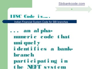 What is sbi ifsc code | PPT