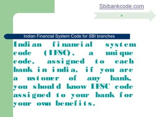What is sbi ifsc code | PPT | Consumer Banking | Personal Finance
