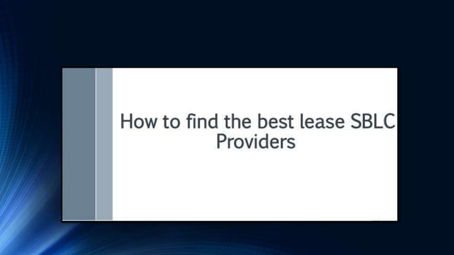 What is sblc lease and how it is assigned by one party to other | PPTX