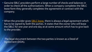 What is sblc lease and how it is assigned by one party to other | PPTX