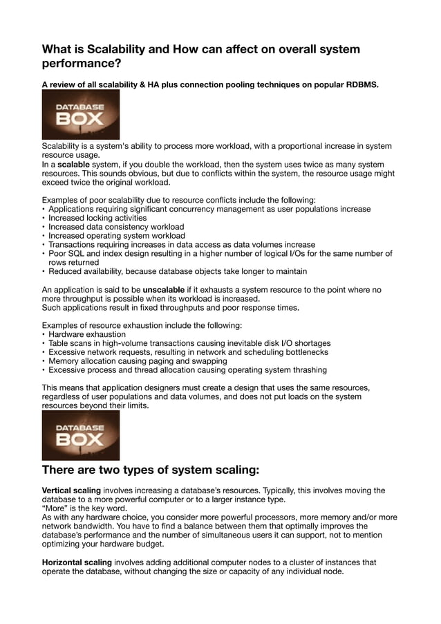 What is Scalability and How can affect on overall system performance of database | PDF ...