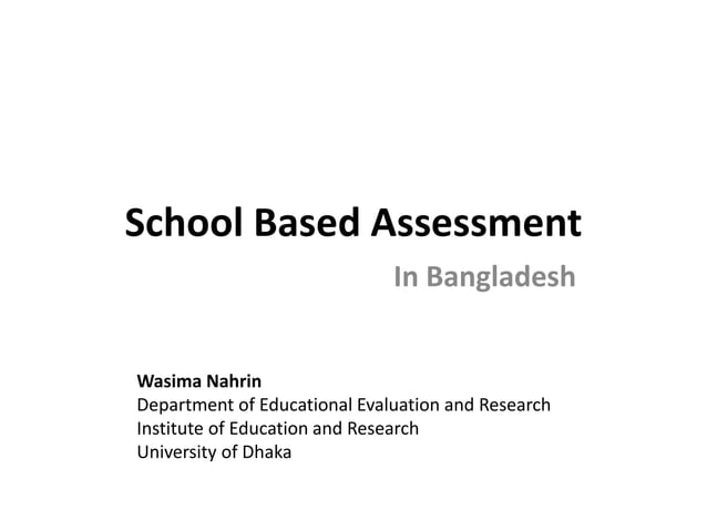 School Based Assessment (SBA) | PPT
