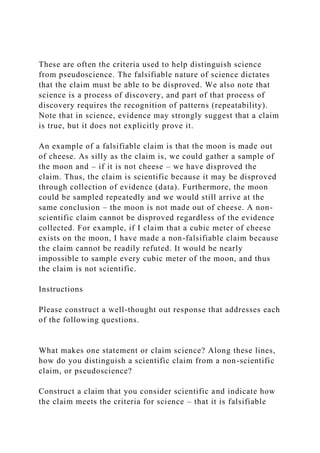 What is science More specifically, what makes something science Ho.docx