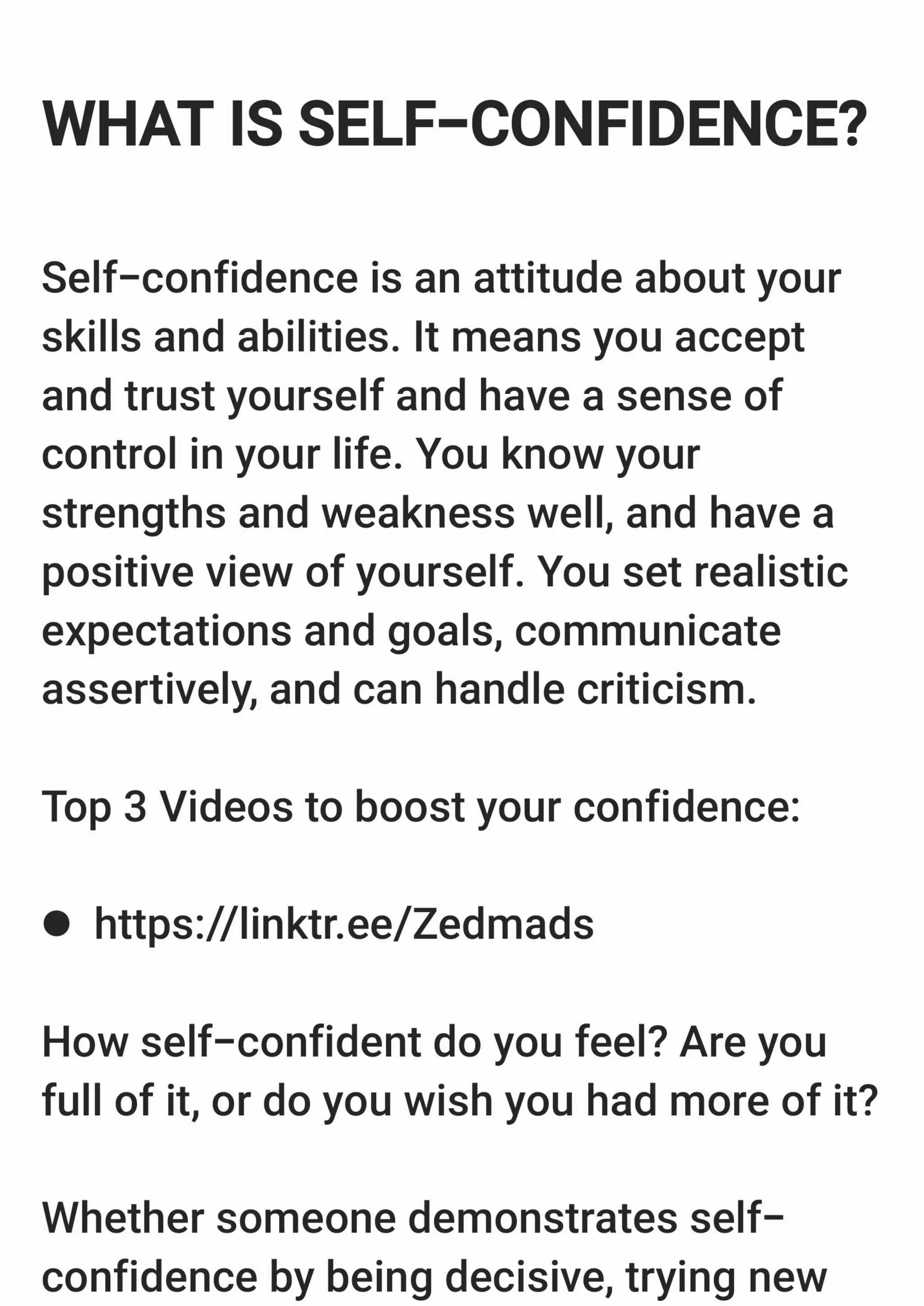 What is self confidence | PDF