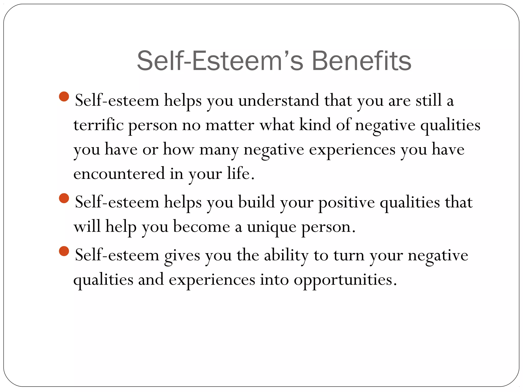 What is self esteem and benefits | PPT