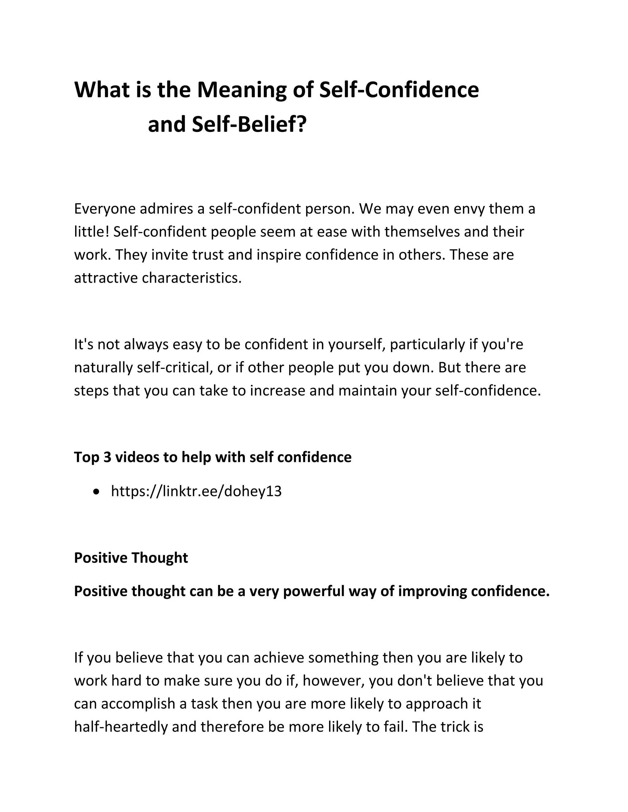 What is self confidence | PDF