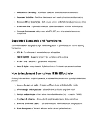 What Is ServiceNow ITSM? A Complete Guide to Features, Benefits, and Implementation | PDF