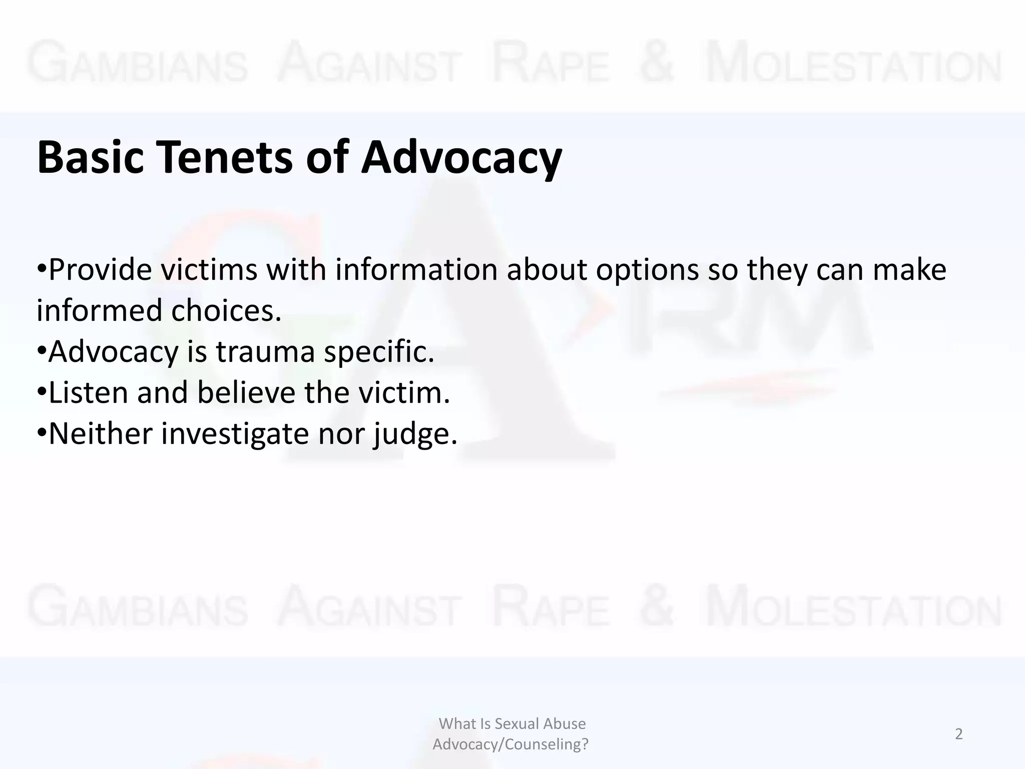 What Is Sexual Abuse Advocacy Counseling? | PPTX