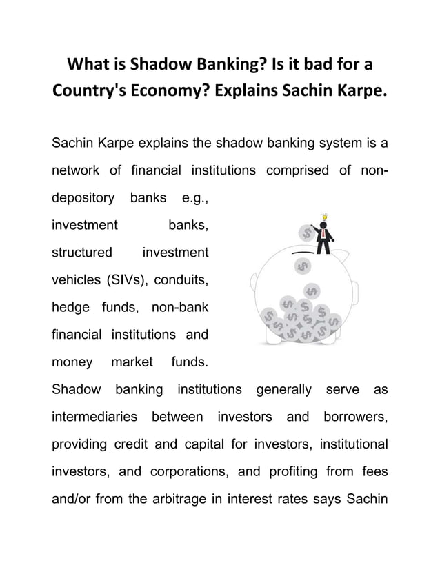 What is Shadow Banking? Is it bad for a Country's Economy? | PDF