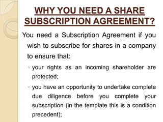 What is share subscription agreement? | PPTX