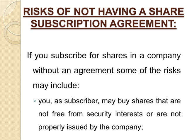 What is share subscription agreement? | PPT