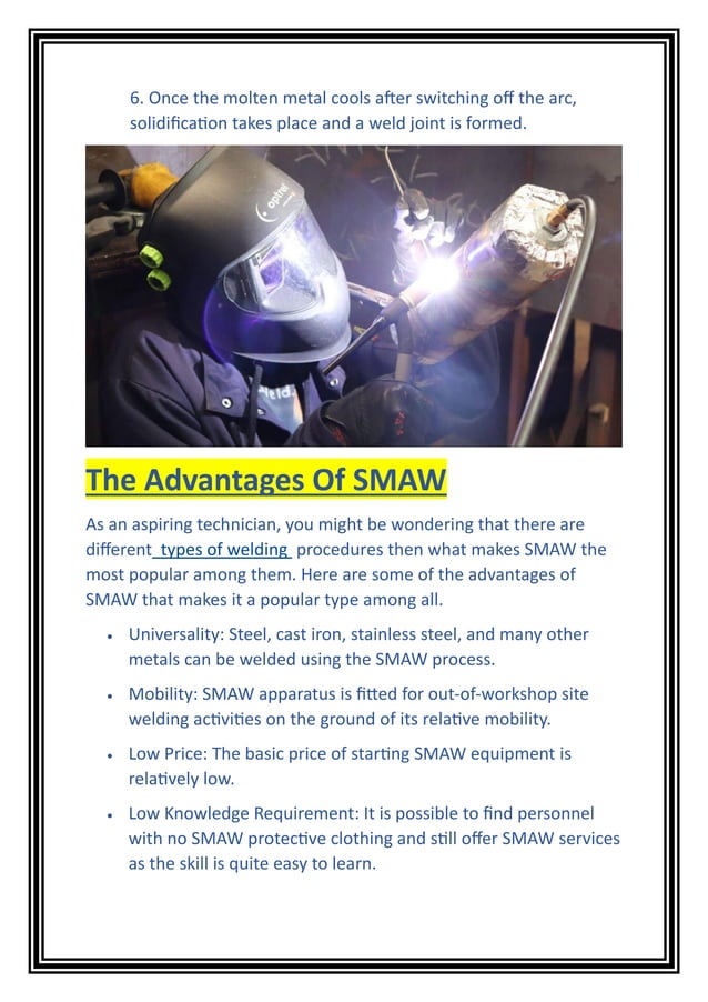 What Is Shielded Metal Arc Welding? How To Become An SMAW Technician | PDF
