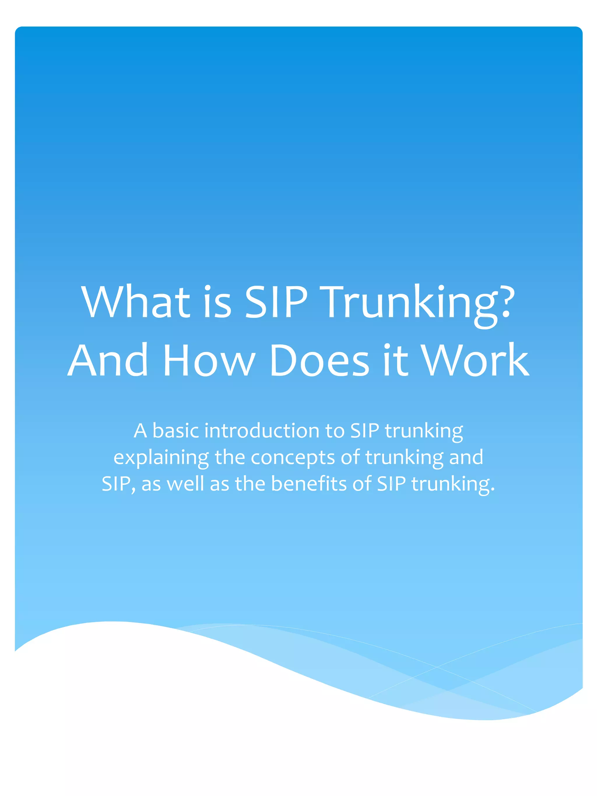 What is SIP Trunking? | PDF