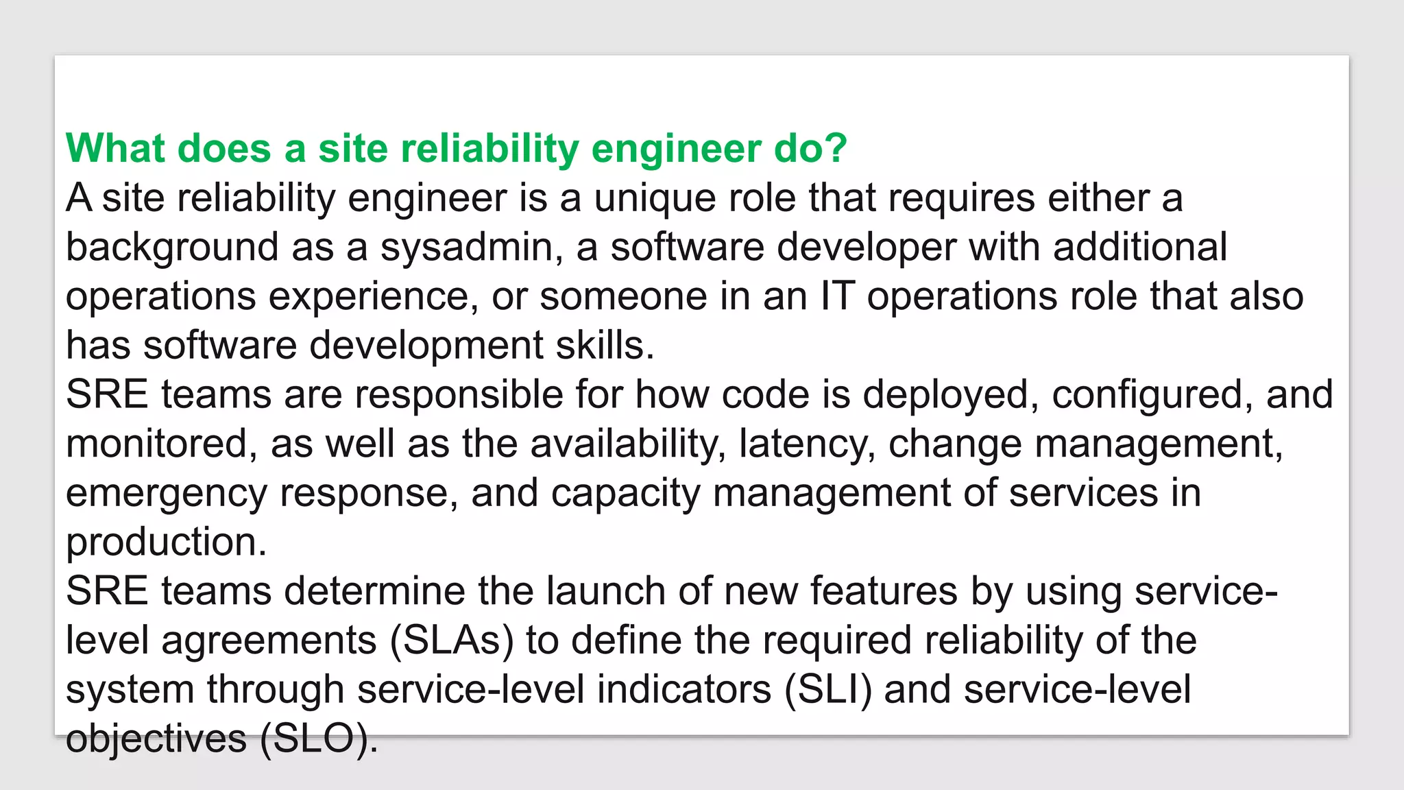 What is Site Reliability Engineering (SRE) | PPTX
