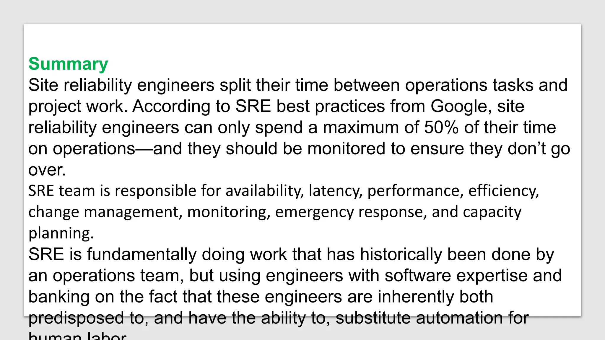 What is Site Reliability Engineering (SRE) | PPTX