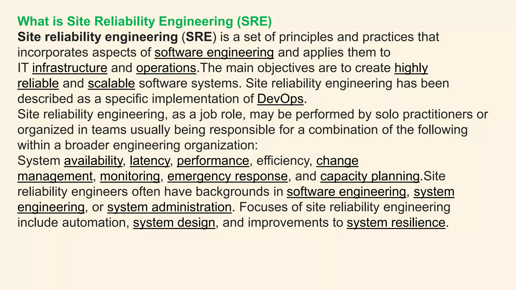 What is Site Reliability Engineering (SRE) | PPTX