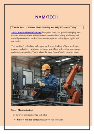 What Is Smart Advanced Manufacturing and Why It Matters Today? | PDF