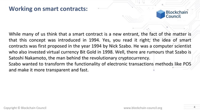 What is smart contract and how does it work | PPTX | Stocks and Bonds | Personal Investing