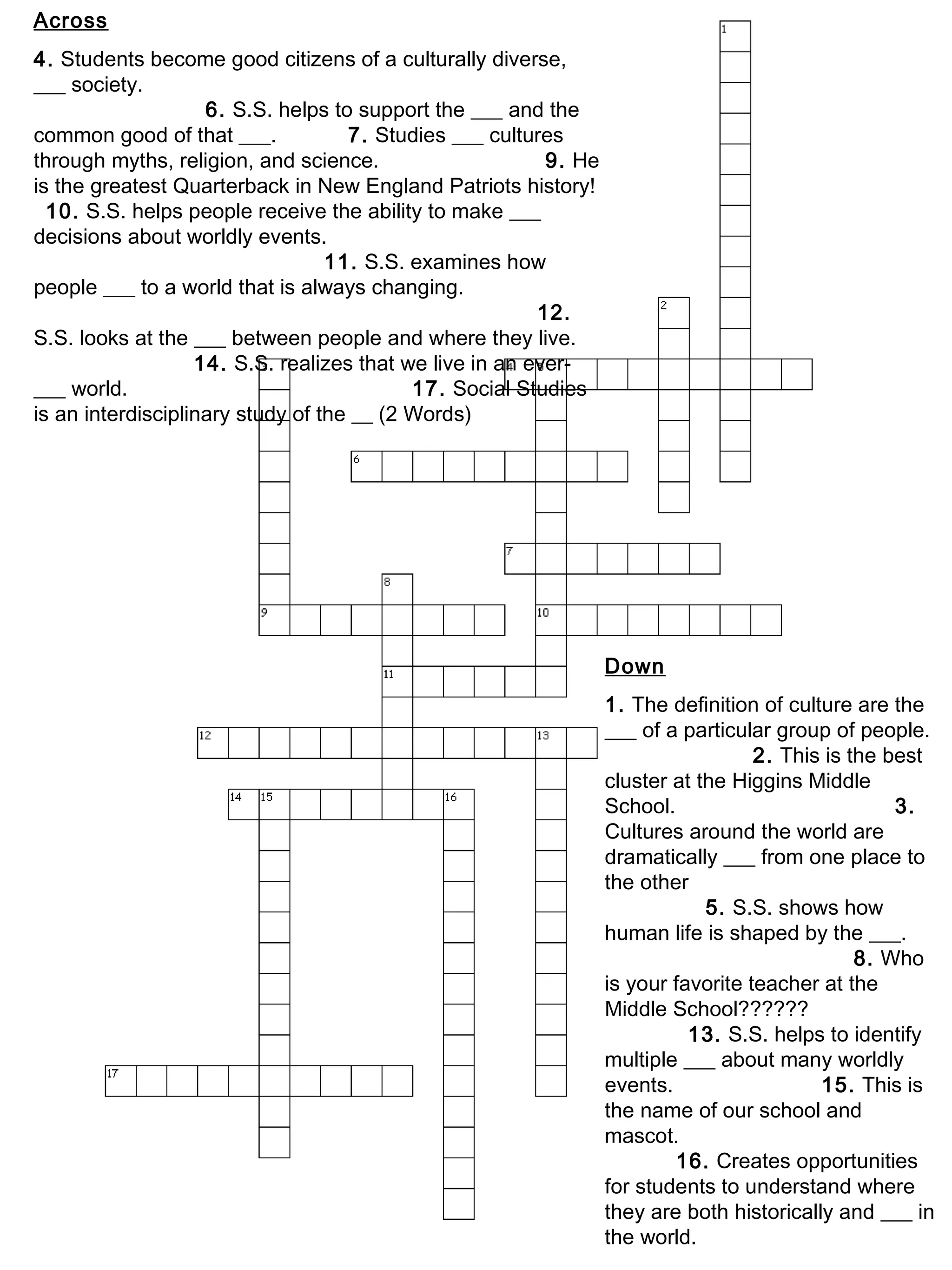 What is social studies crossword puzzle copy | PPT | Education