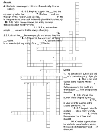 What is social studies crossword puzzle copy | PPT | Education