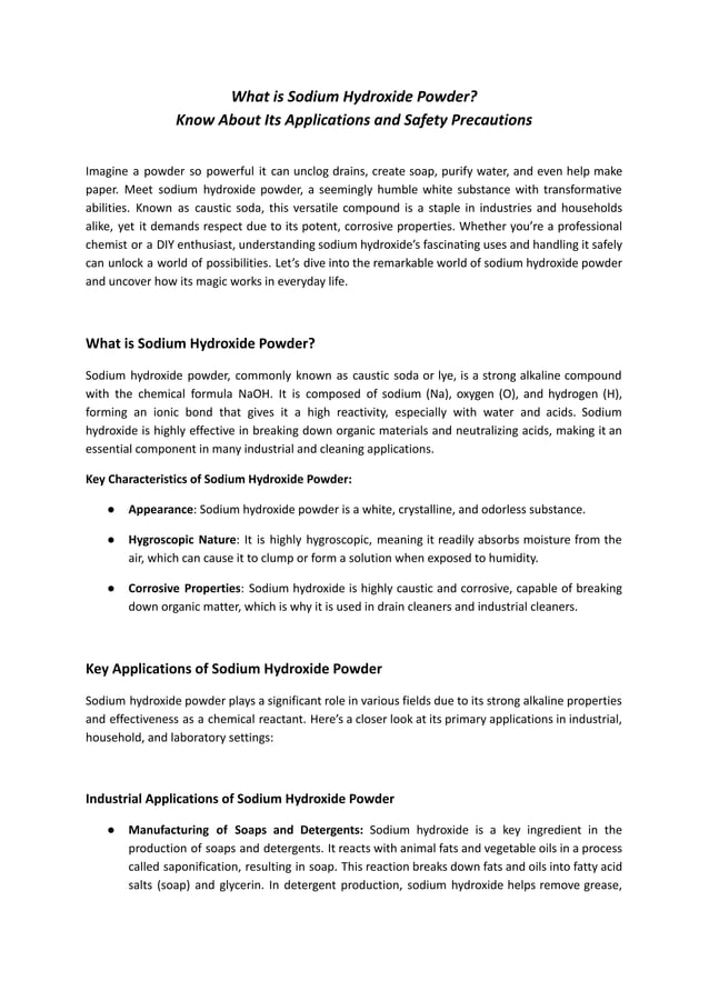 What is Sodium Hydroxide Powder_ Know About Its Applications and Safety ...