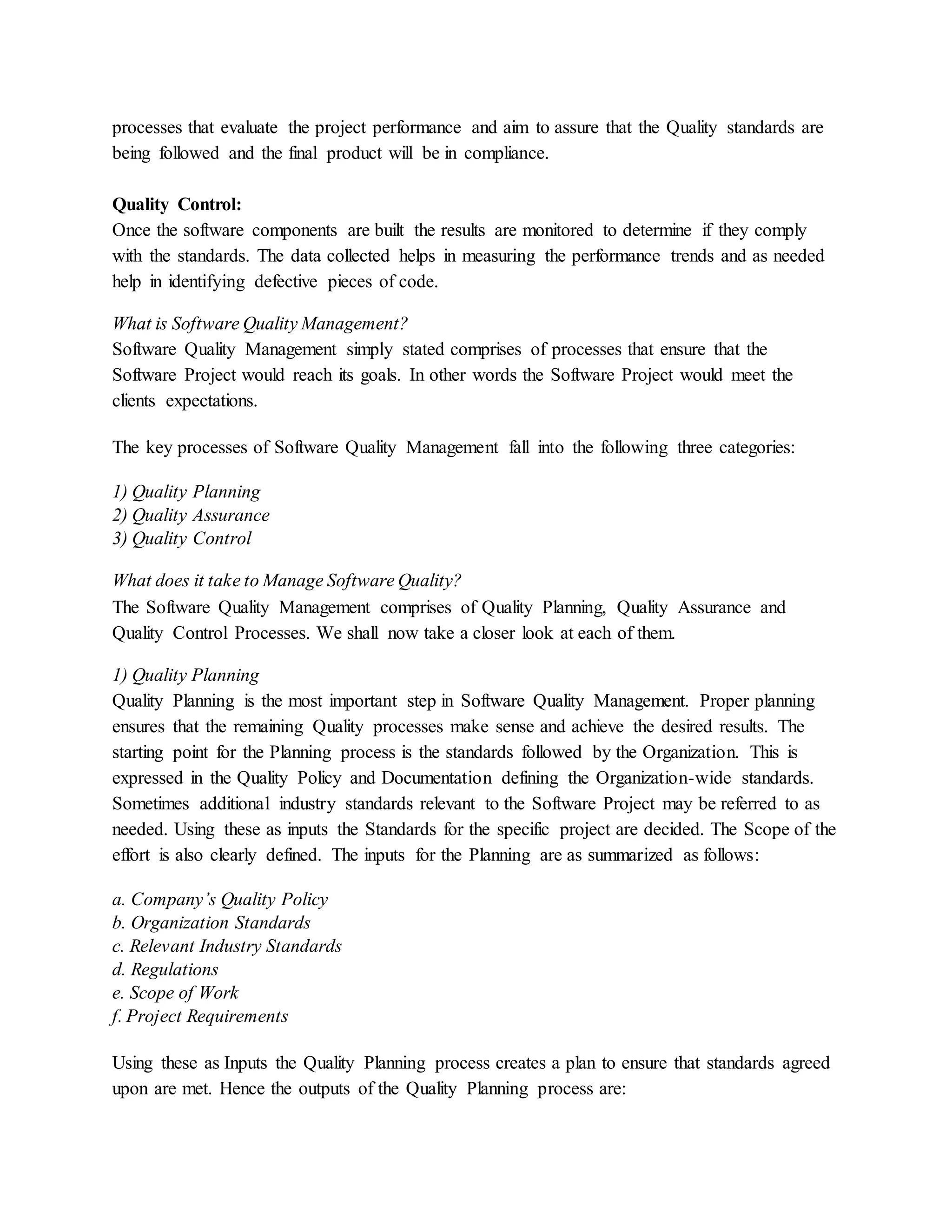 What is software quality management | DOCX