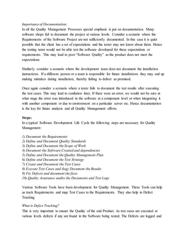 What is software quality management | DOCX