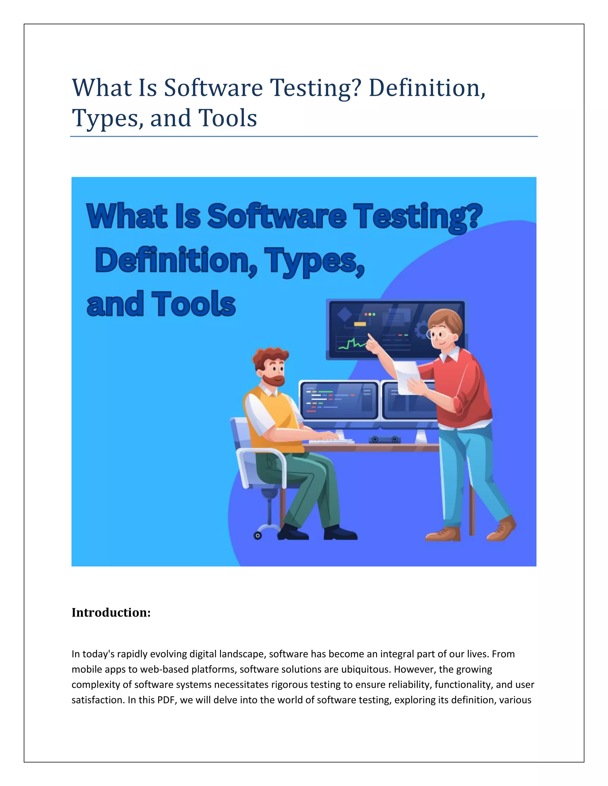 What Is Software Testing? Definition, Types, and Tools | PDF