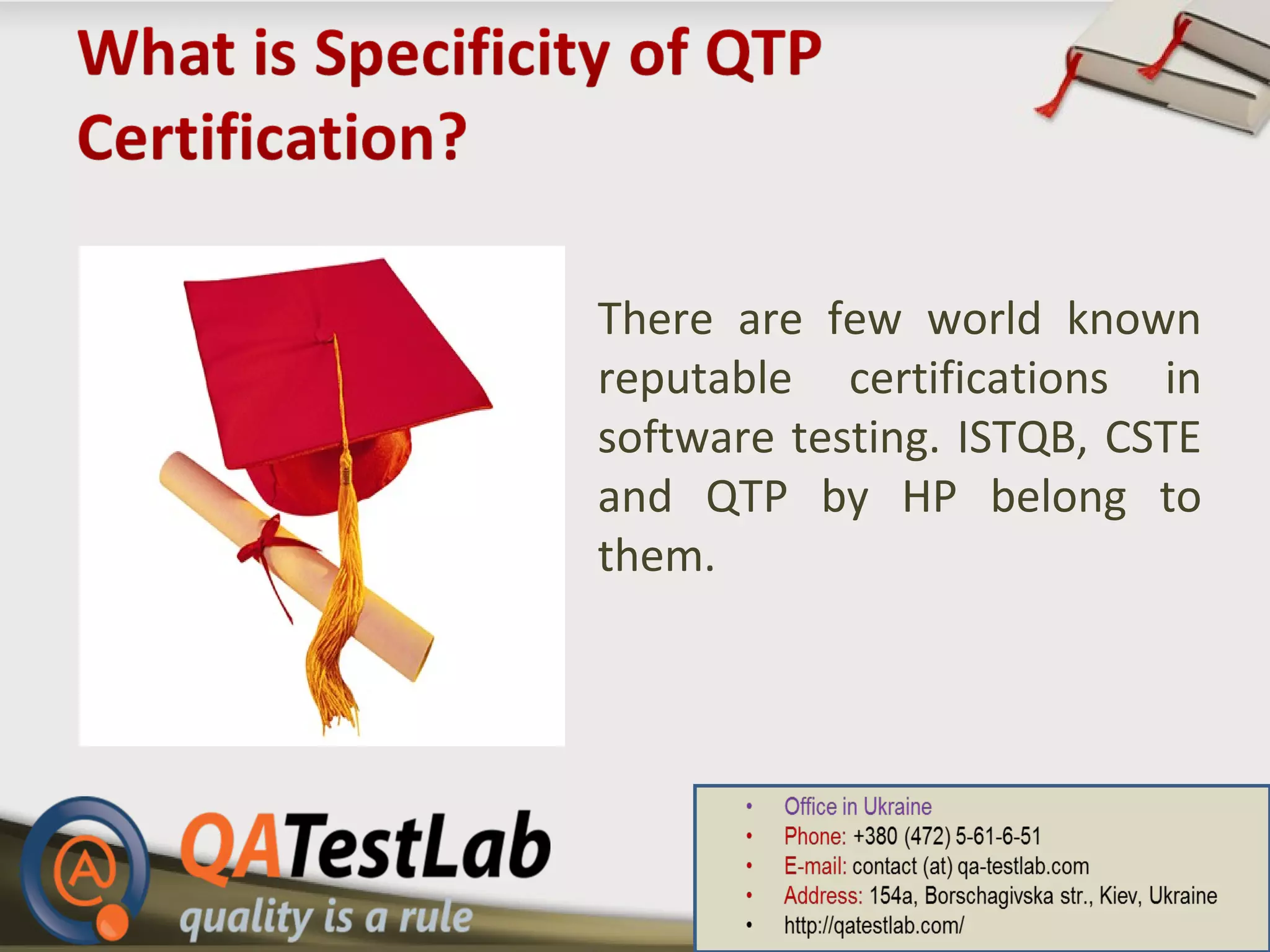 What Is Specificity of QTP Certification? | PPT