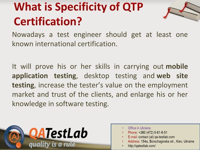 What Is Specificity of QTP Certification? | PPT