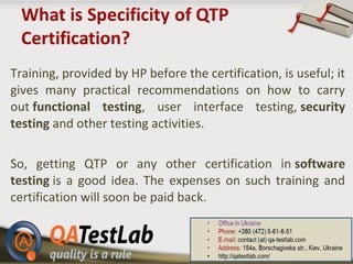 What Is Specificity of QTP Certification? | PPT