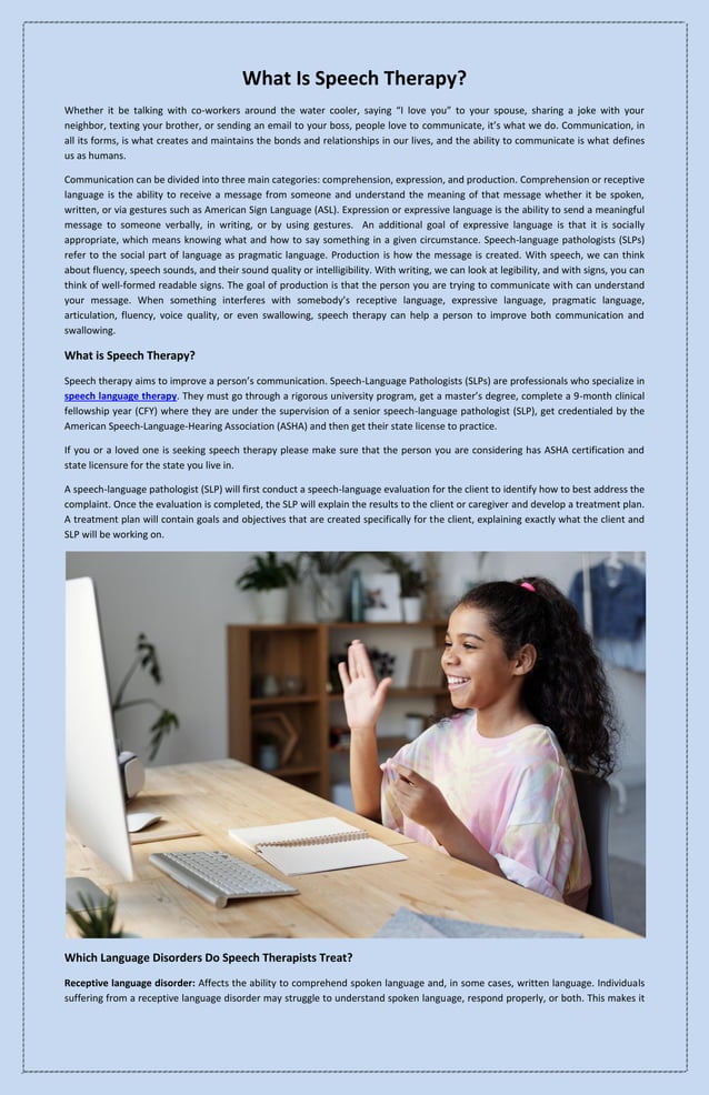 What Is Speech Therapy | PDF