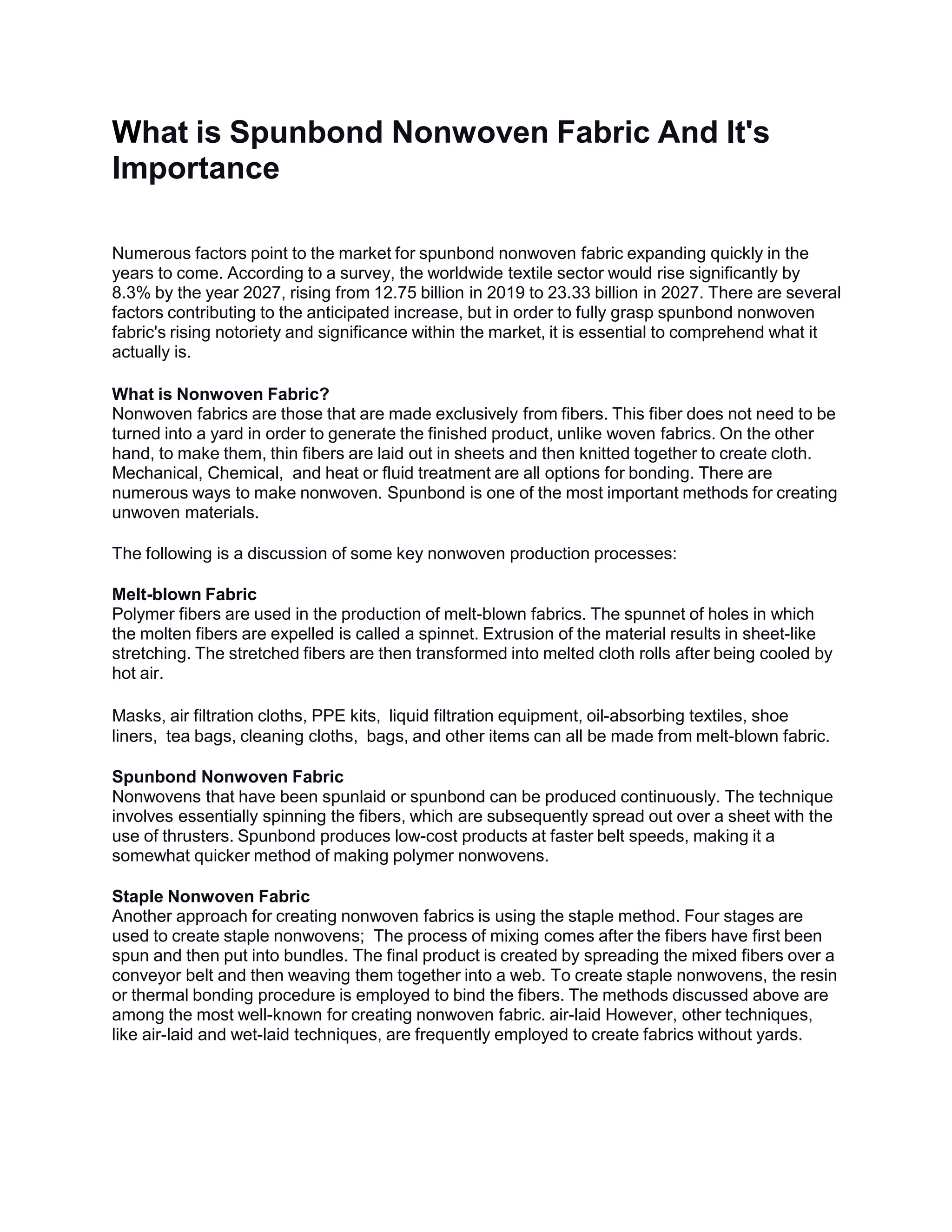 What is Spunbond Nonwoven Fabric.ppt