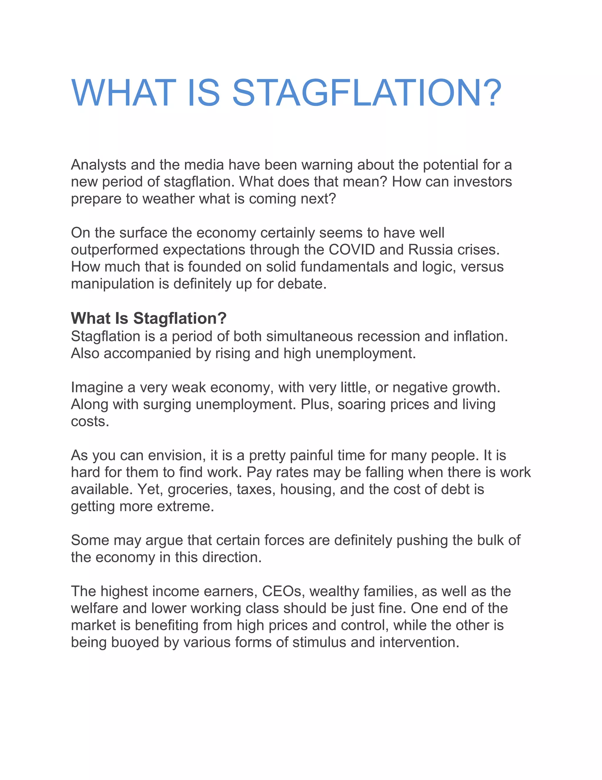 What Is Stagflation? | DOCX