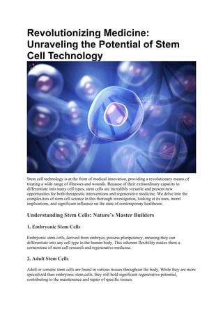 What is Stem Cell Technology? Overview, Applications & More | The ...